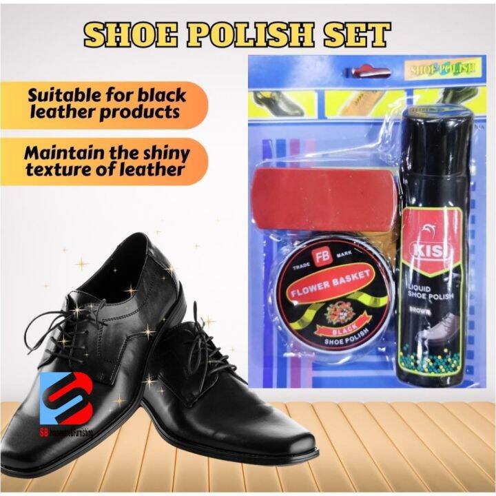 Shoe Polish Set Black Shoe Shiner For Leather Shoes Wax Cream Liquid Shoe Polish Set Shoe Care ...