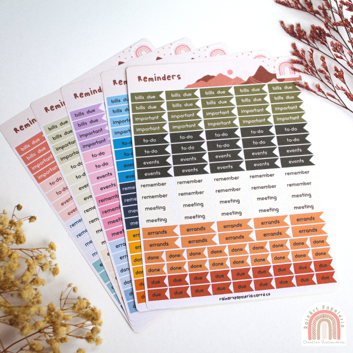 Reminders Tab Sticker Sheet | Planner Sticker | Journal Sticker ...