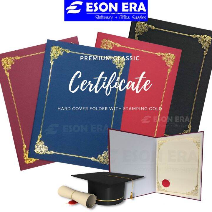 Certificate Folder A4 (Hard Cover) with Hot Stamping Gold Certificate ...