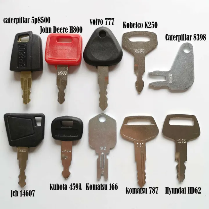 10 Excavator Keys For Caterpillar John Deere Volvo Kobelco JCB kubota ...