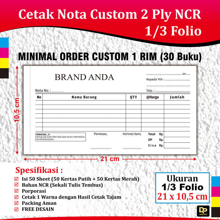 CETAK CUSTOM NOTA KONTAN 2 FLY BAHAN NCR ISI 50 SHEET (PASANG) | Lazada ...