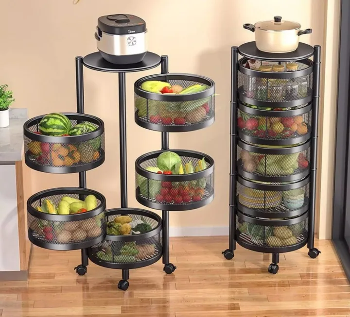 5Layer Rotatable Kitchen Utility Trolley Cart Shelf Storage Rack ...