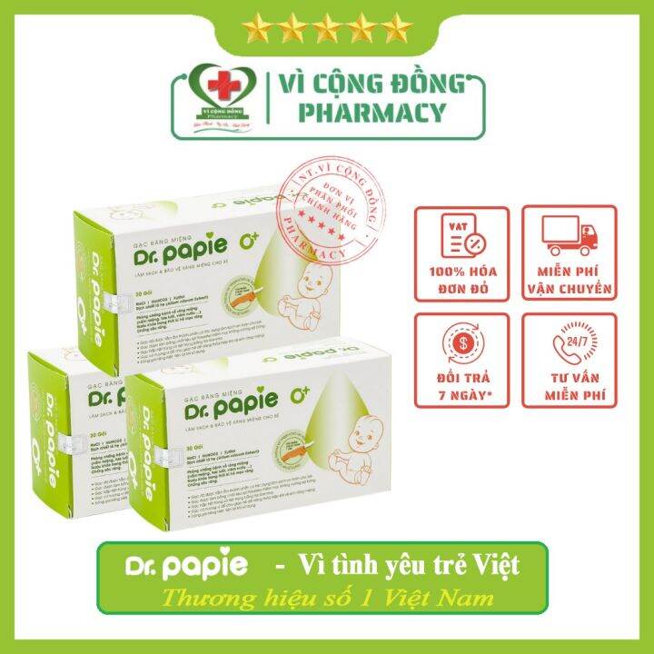 Gạc rơ lưỡi Dr Papie (30 gói/hộp), giúp vệ sinh hàng ngày làm sạch lưỡi ...