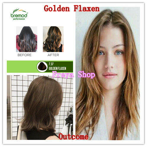 Golden Flaxen Hair Color with Oxidant（ 7.37 Bremod Permanent Hair Color ...