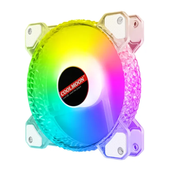 Coolmoon Computer PC Fan Adjust RGB Cooling Fan Diamond 120mm PWM 6PIN ...