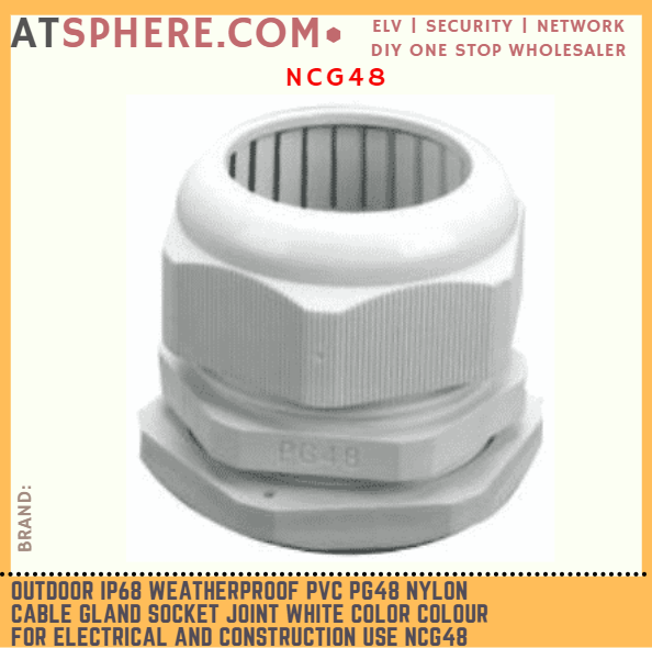 Outdoor IP68 Weatherproof PG48 PVC Nylon Cable Gland Socket Joint White ...