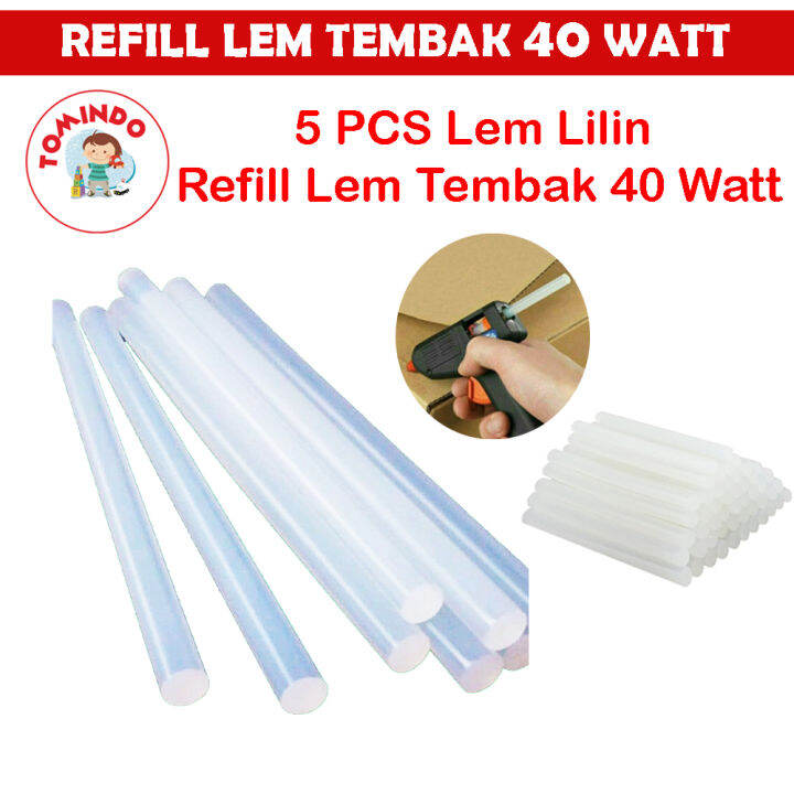 5 PCS Isi Lem Tembak 40 Watt Refill Lem Lilin Stick Pistol Hot Glue Gun ...