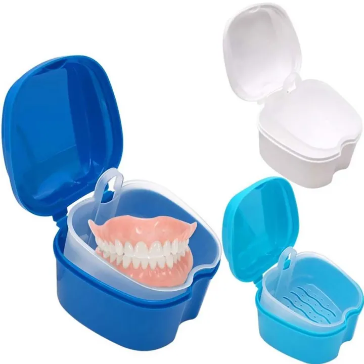 Denture Bath Box Case Dental False Teeth Storage Box with Hanging Net ...