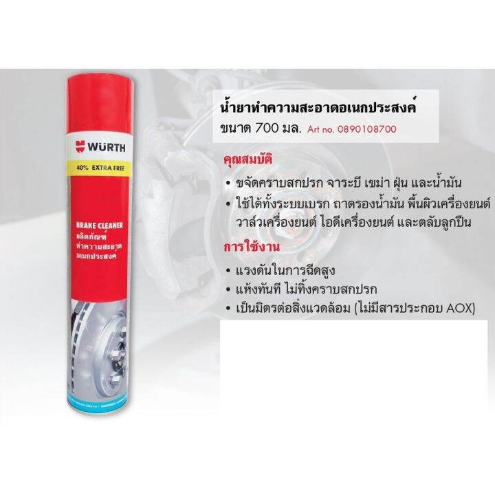WURTH สเปรย์ทำความสะอาดเบรค WURTH BRAKE CLEANER 500ml ทำความสะอาด เขม่า ...