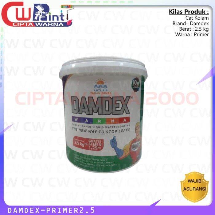 Cat DAMDEX WARNA 2.5kg PRIMER WATERPROOF KOLAM IKAN RENANG DLL | Lazada ...