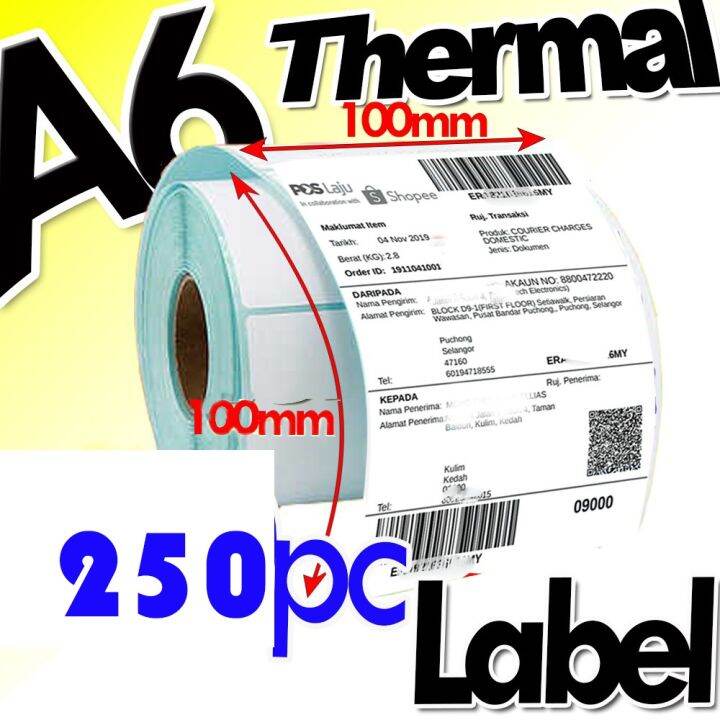 LABEL THERMAL STIKER 100mm x100mm LABEL STICKER DIRECT THERMAL 100x100 | Lazada Indonesia