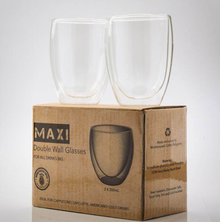 Maxi Double Wall Glass 350ml x 2 | Lazada PH