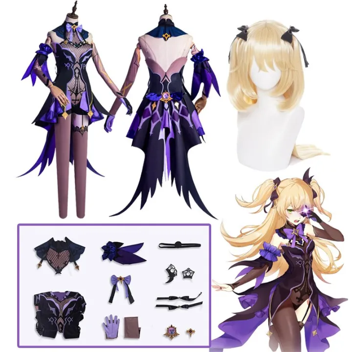 Genshin Impact Fischl Cosplay Costume Game Fischl Wigs Uniform Anime ...