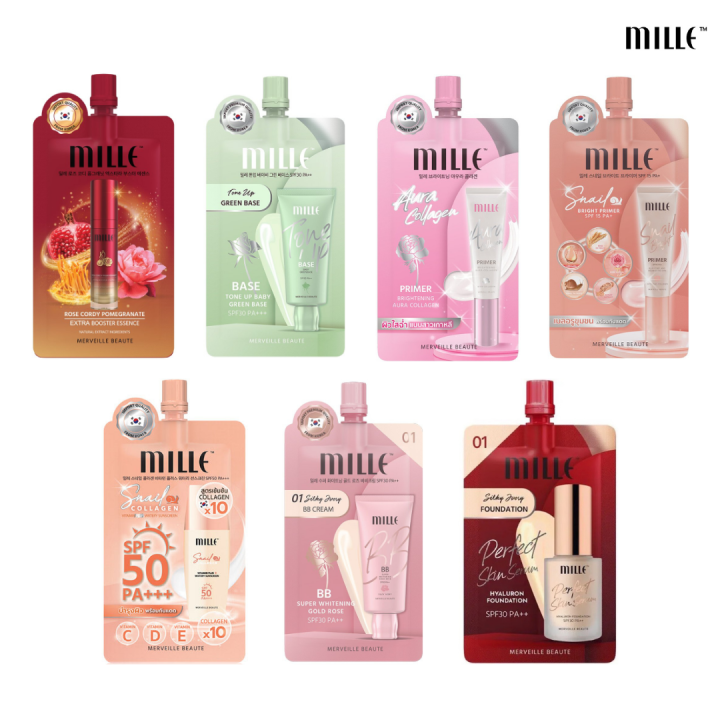 Mille มิลเล่ แบบซอง เบสเมคอัพ / ไพรเมอร์ / กันแดด / บีบีครีม / รองพื้น ...