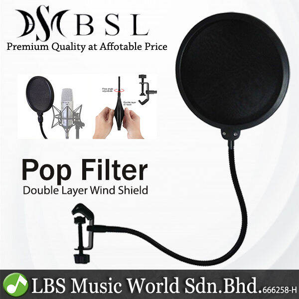 BSL Double Layer Pop Filter Condenser Mic Studio Microphone Windscreen ...