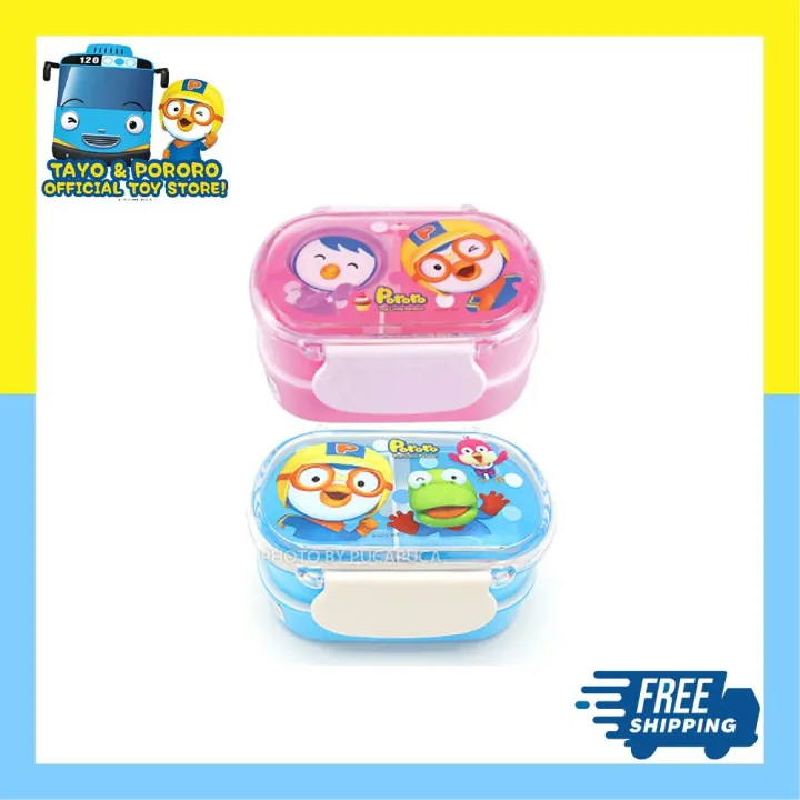 Pororo 2-Tiered Sealed Lunch Box in Blue/Pink, Kids Children Portable ...