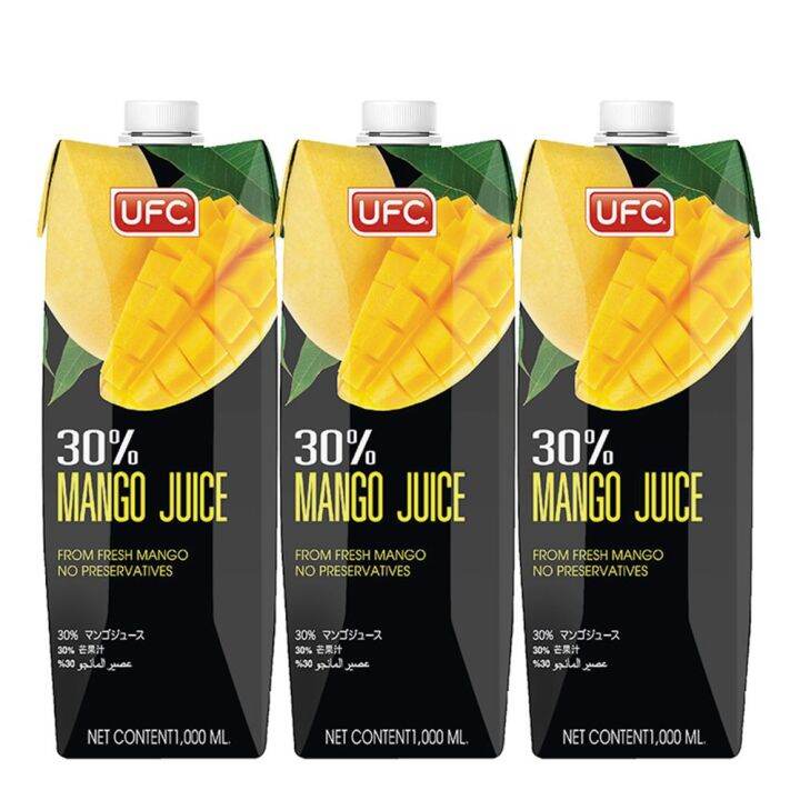 UFC 30% Mango Juice 1000 ml x 3 Boxes. ยูเอฟซี น้ำมะม่วง 30% 1,000 มล. ...