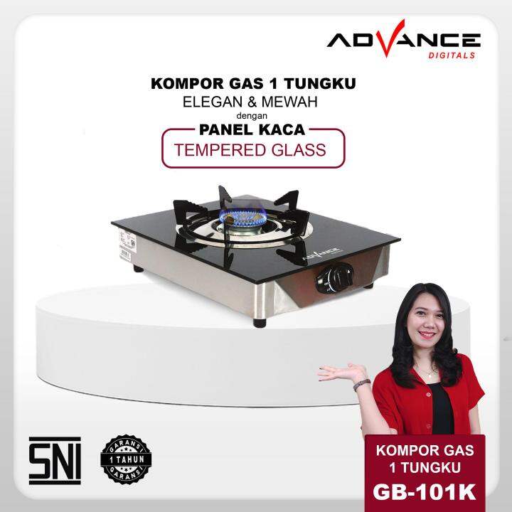 ADVANCE - Kompor Gas Kaca Tempered Glass 1 Tungku Api Biru Premium ...