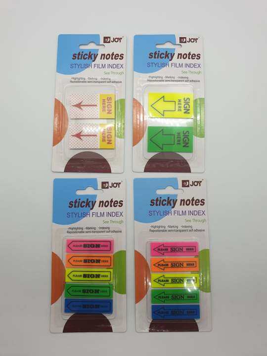 Joy Sticky Notes Stylish Film Index PET 5 in 1 Sign Here Arrow Flag ...