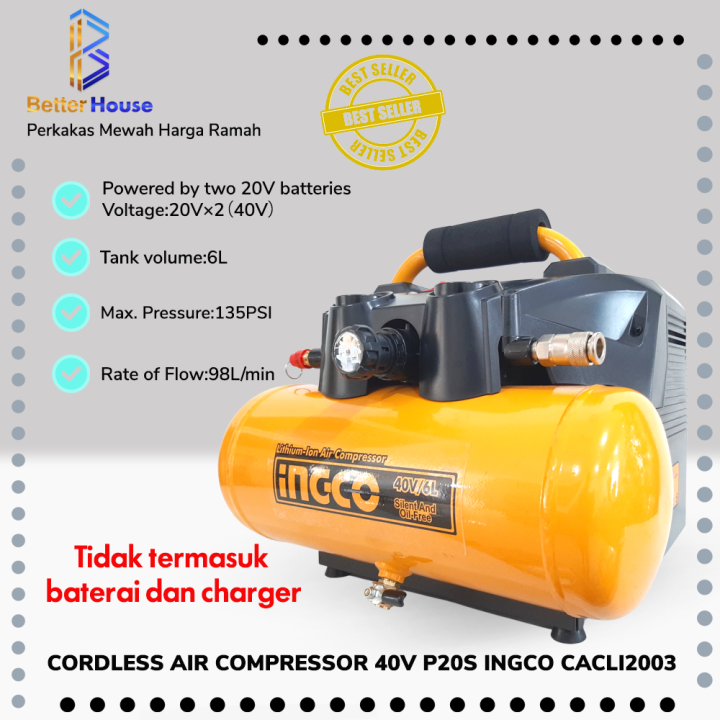 Kompresor Angin Baterai 40V P20S Air Compressor 6L 135Psi CORDLESS ...
