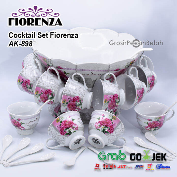 Gelas Mangkok Cocktail Set Wadah Es Buah Keramik Fiorenza AK-898 | Lazada Indonesia
