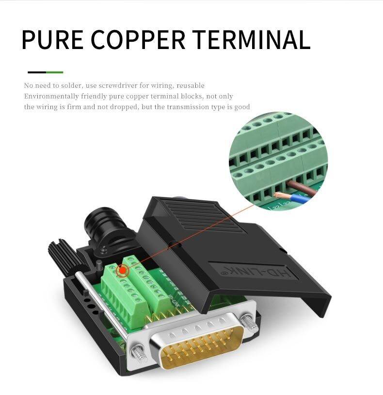 1pc DB26 Solder free Connector 26 pin 3 Row Male Female Plug Industrial Grade DB 26 D SUB ...