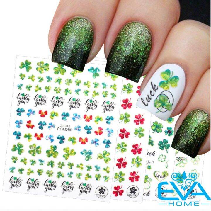 Sticker Dán Móng Tay 3D Dạng Decal Dán Chống Nước Hoạ Tiết Cỏ 3 Lá ...