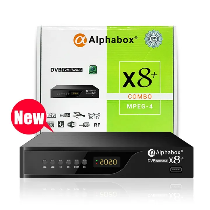 กล่องทีวีดิจิตอล กล่องทีวีอินเตอร์เน็ต HOT New Alphabox x8+ T2/S2/C Combo Decoder TV box Digital ...