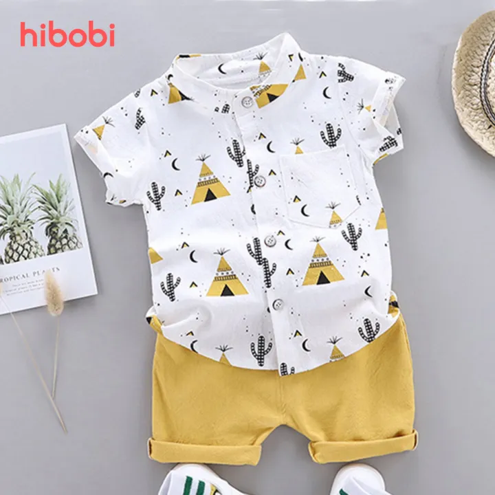 Hibobi เด็กวัยหัดเดินเสื้อผ้าเด็กชุดฤดูร้อนพีระมิดพิมพ์เสื้อแขนสั้นและกางเกง2ชิ้นชุดขนาดสำหรับ ...