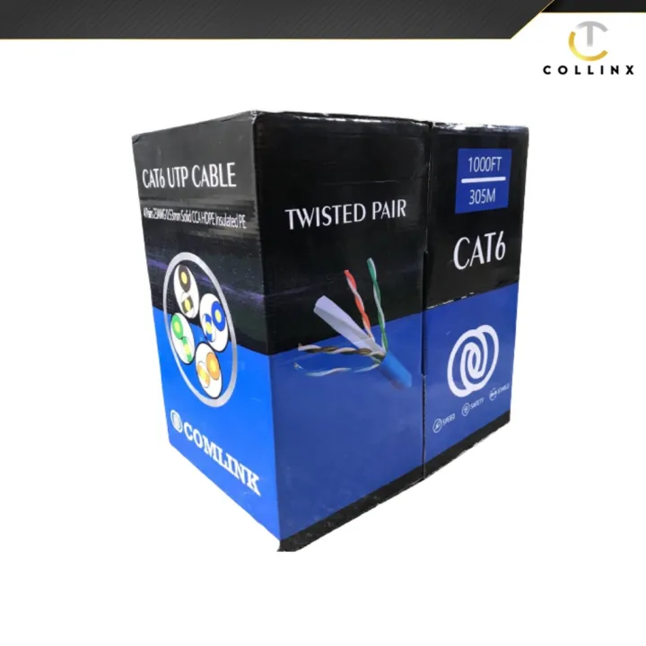 305M CAT 6 Indoor Pure Copper UTP Cable | 1000FT Comlink IDC6-C305BE ...