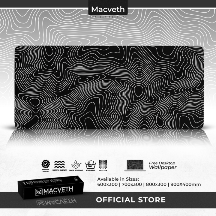 Macveth Artisan Deskmat | Topography Mono| 4MM | Extended Mousepad ...