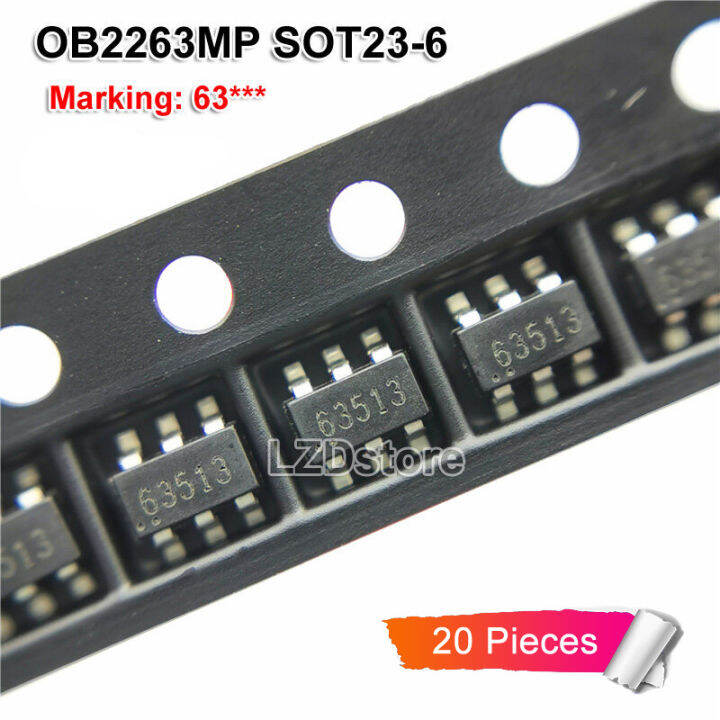 20pcs OB2263MP OB2263 SOT23-6 SOT-23 6pin Marking 63 63513 63613 63D12 63D18 63T19 Current Mode ...