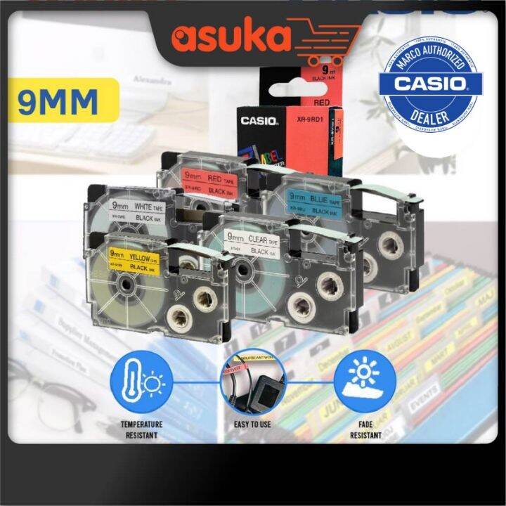 Casio XR-9 9mm EZ-label Tape Cartridge Tape 8 Meter XR-9X1 XR-9WE1 XR ...
