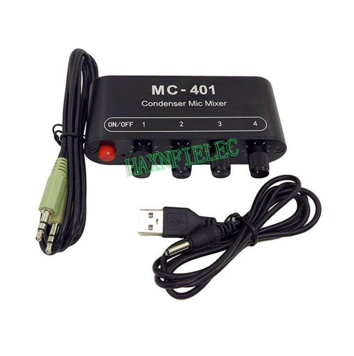 Four Way Condenser Microphone MIC Mixer Mixing Hub Expander 4 In 1 Gain ...