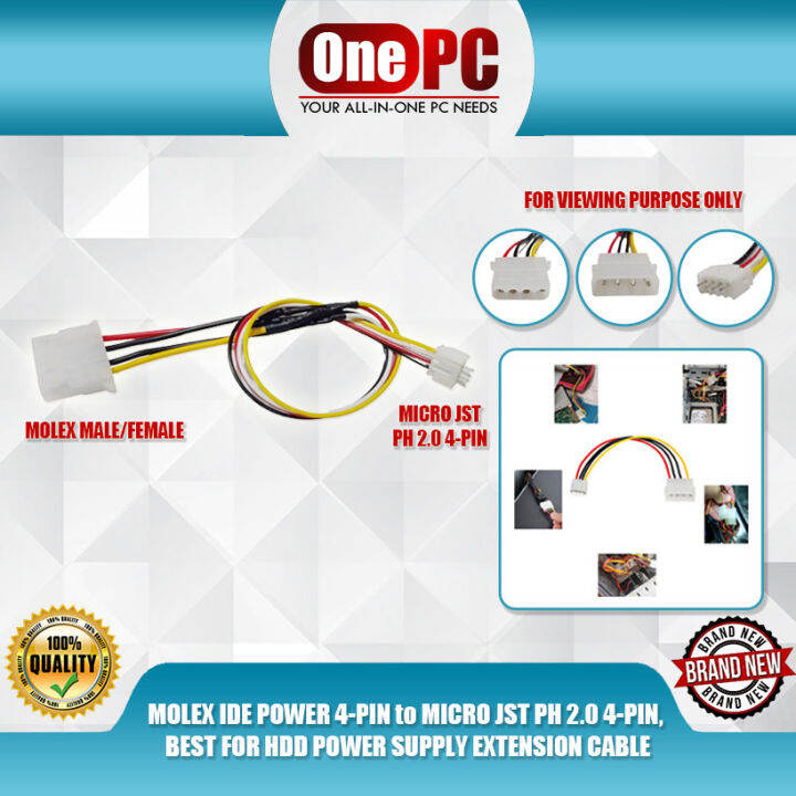 ONE PC MOLEX IDE POWER 4-PIN to MICRO JST PH 2.0 4-PIN, BEST FOR HDD ...