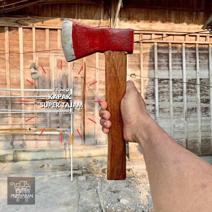 Kapak Merah Baja Asli Gagang kayu Pemotong Herbel - Kampak Pecok Tajam ...
