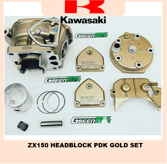 KAWASAKI ZX150 HEADBLOCK PDK GOLD SET RR150 HEAD GOLD PDK + COVER ...