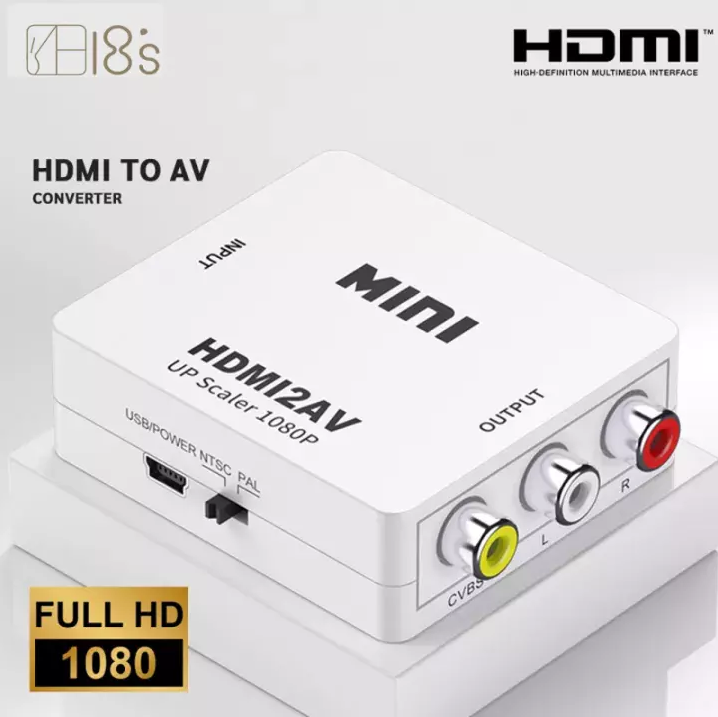 HDMI TO AV Scaler Adapter (White/Black) HDMI to RCA AV/CVSB L/R Video ...