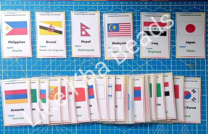 Laminated Flash cards National Flags of Asian States Laminated ...