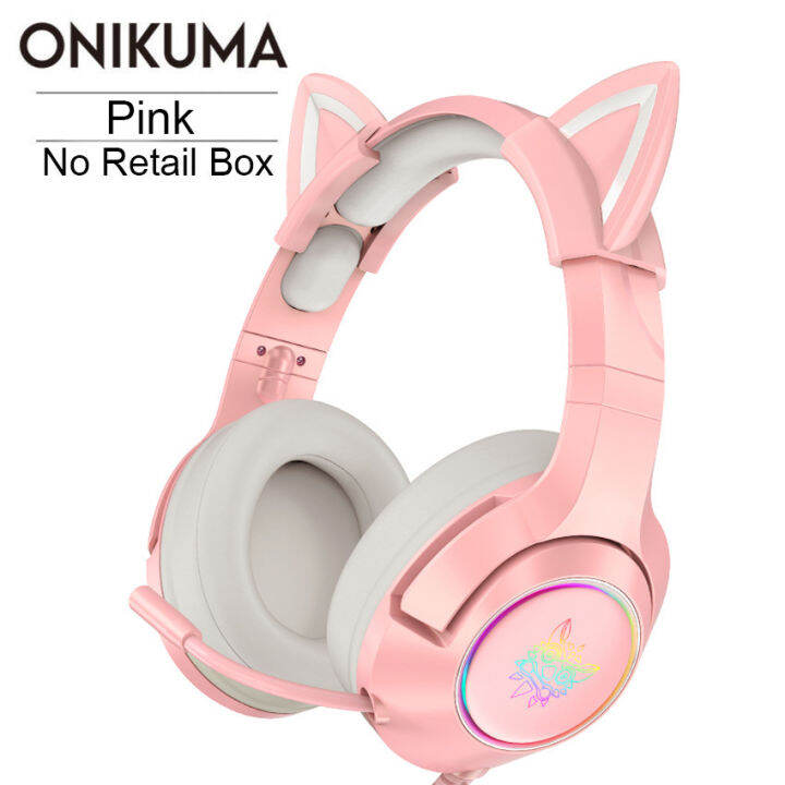 ONIKUMA K9 Gaming Headset casque Cute Girl Pink Cat Ear Stereo Headphones with Mic & LED Light ...