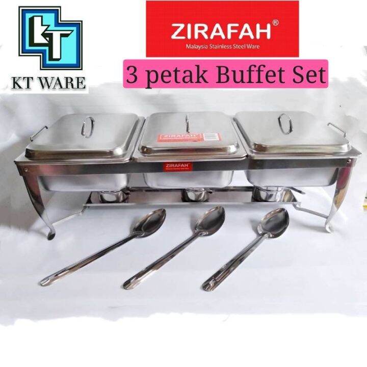 KT WARE ZIRAFAH TRIPLE FOOD PAN CHAFING DISH 3636 BERKAS LAUK CATERING ...