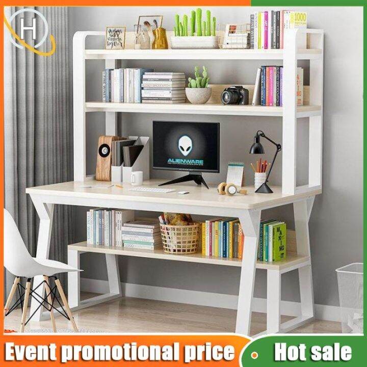 ☎﹉♛ Computer Desk With Shelves For Home Office Study Table Bookshelf ...