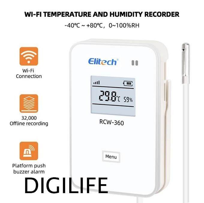 WiFi Temperature Humidity Data Logger RCW360 Elitech Alarm RCW-360 PC ...