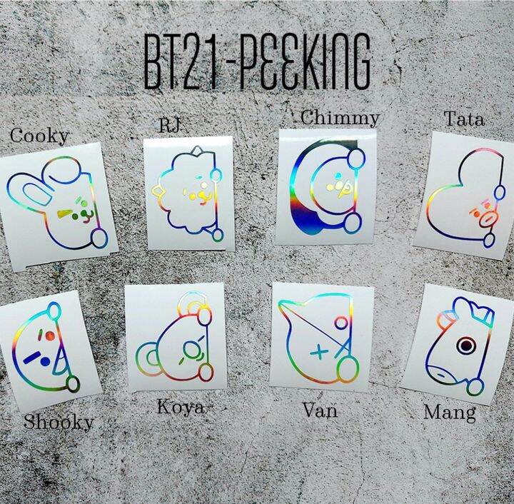 BT21 [PEEKING] WATERPROOF vinyl decal sticker [for tumbler, flask ...