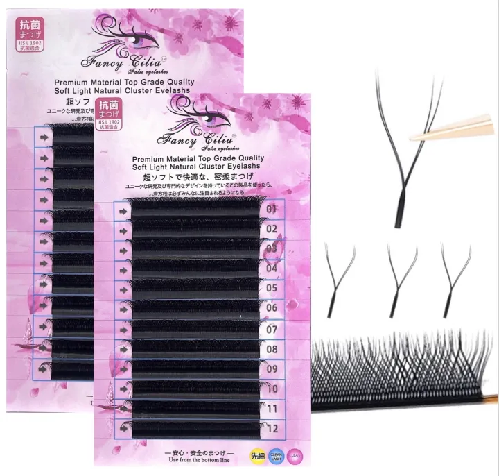 YY Shape Black Eyelashes Extensions Two Tip Lashes B C D DD Curl ขนตา ...
