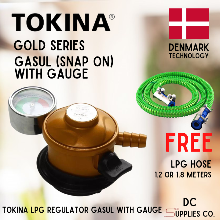 Tokina LPG Gas Regulator GOLD GASUL WITH GAUGE DE SALPAK with 1.2m or 1 ...
