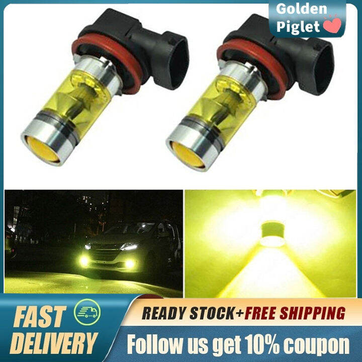 2pcs Car H11 H8 Led Yellow Fog Light Bulbs 4300K 100W 1500LM Super ...