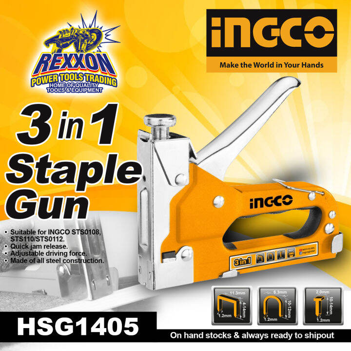 INGCO 3 in 1 Staple Gun / Tacker for Upholstery & DIY Crafts HSG1405 ...