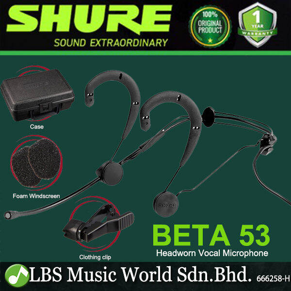 Shure BETA 53 Omnidirectional Mic Headworn Condenser Vocal Microphone ...