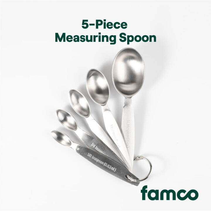Famco 5-Piece Measuring Spoon Set, Grade 430 Stainless Steel, Stackable ...